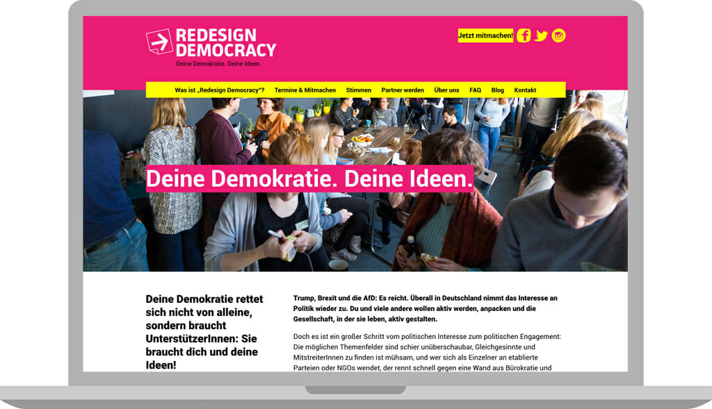 Portfolio: Website/Corporate Design „Redesign Democracy“