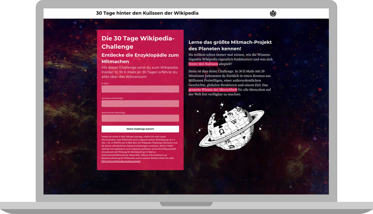 Bannerkampagne Wikipedia – 30 Tage Wikipedia Challenge